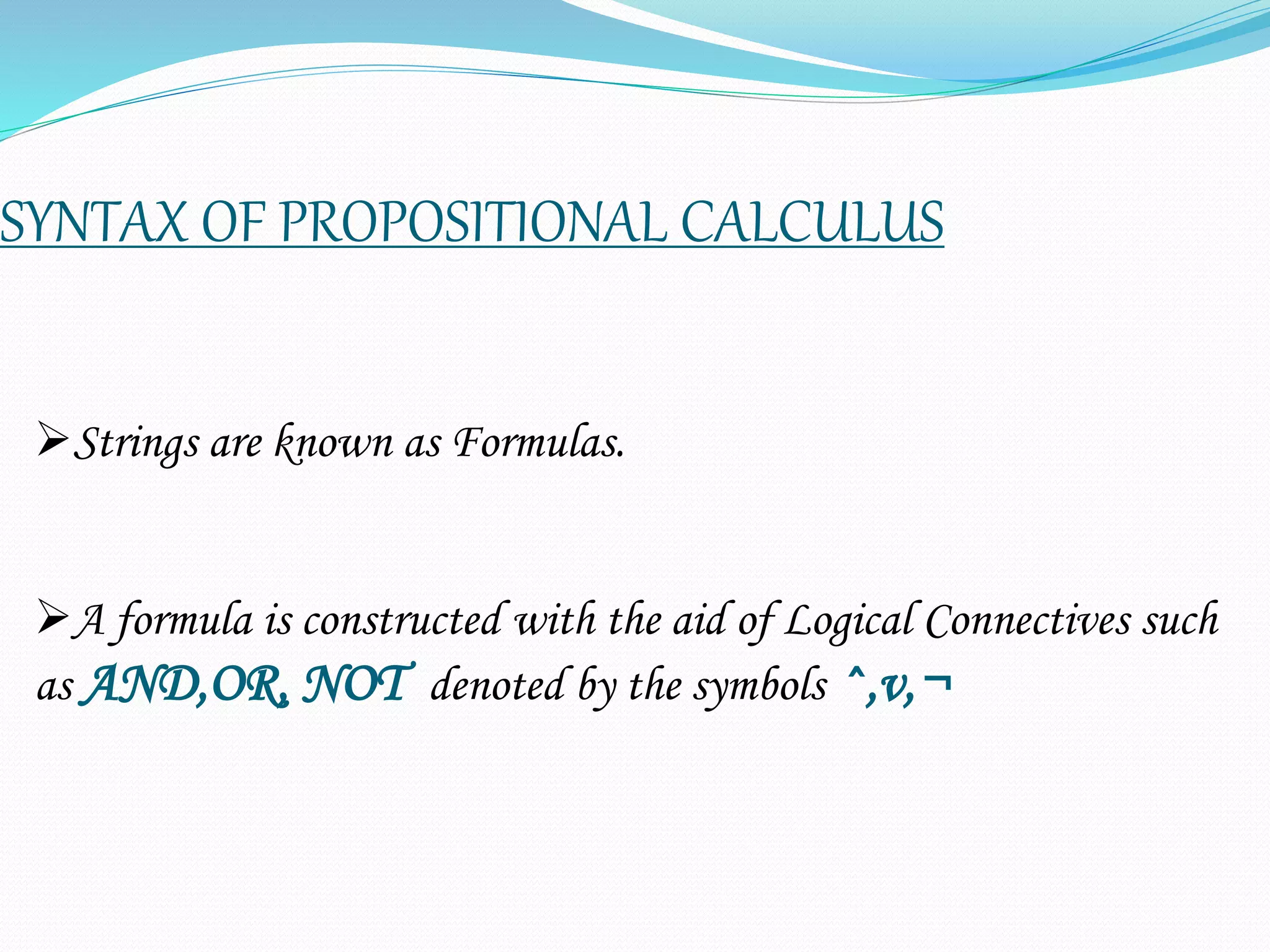 The propositional calculus | PPT