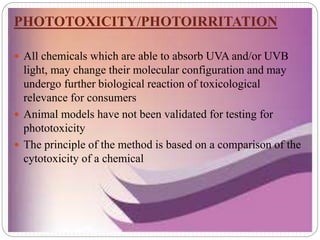 Analysis of cosmetics, toxicity screening and test methods | PPTX