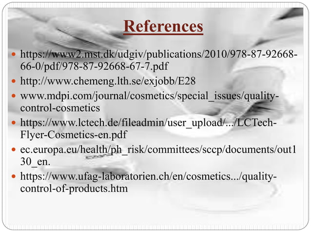 Analysis of cosmetics, toxicity screening and test methods | PPTX