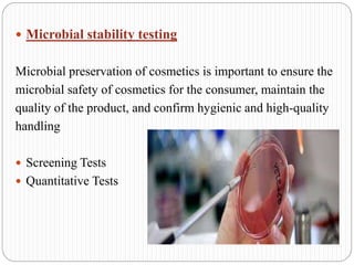 Analysis of cosmetics, toxicity screening and test methods | PPTX