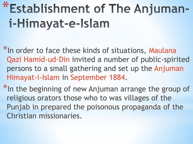 Anjuman himayat ul islam | PPTX | Islam | Religion & Spirituality