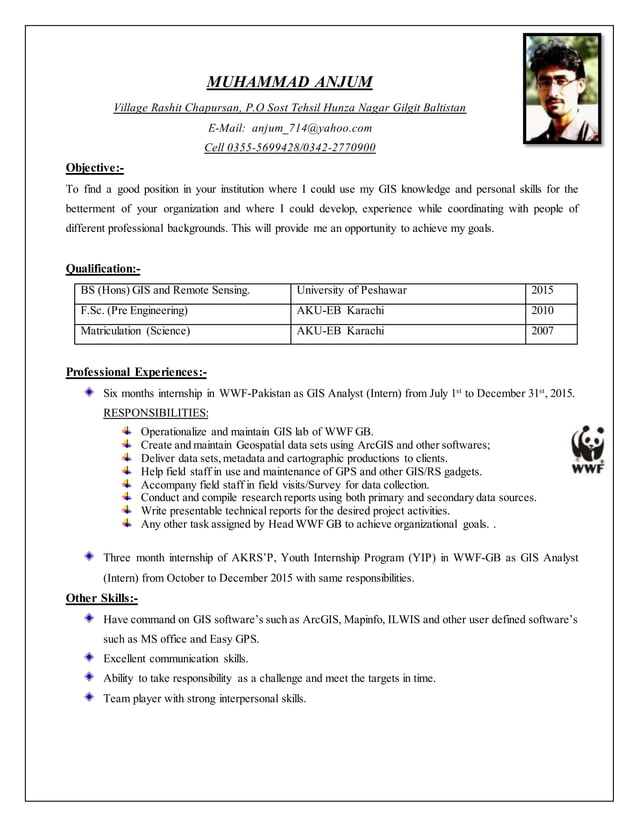 Anjum cv | DOCX | Geography | Science