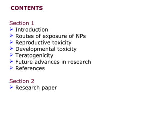 Reproductive toxicity induced by nanoparticles | PPT
