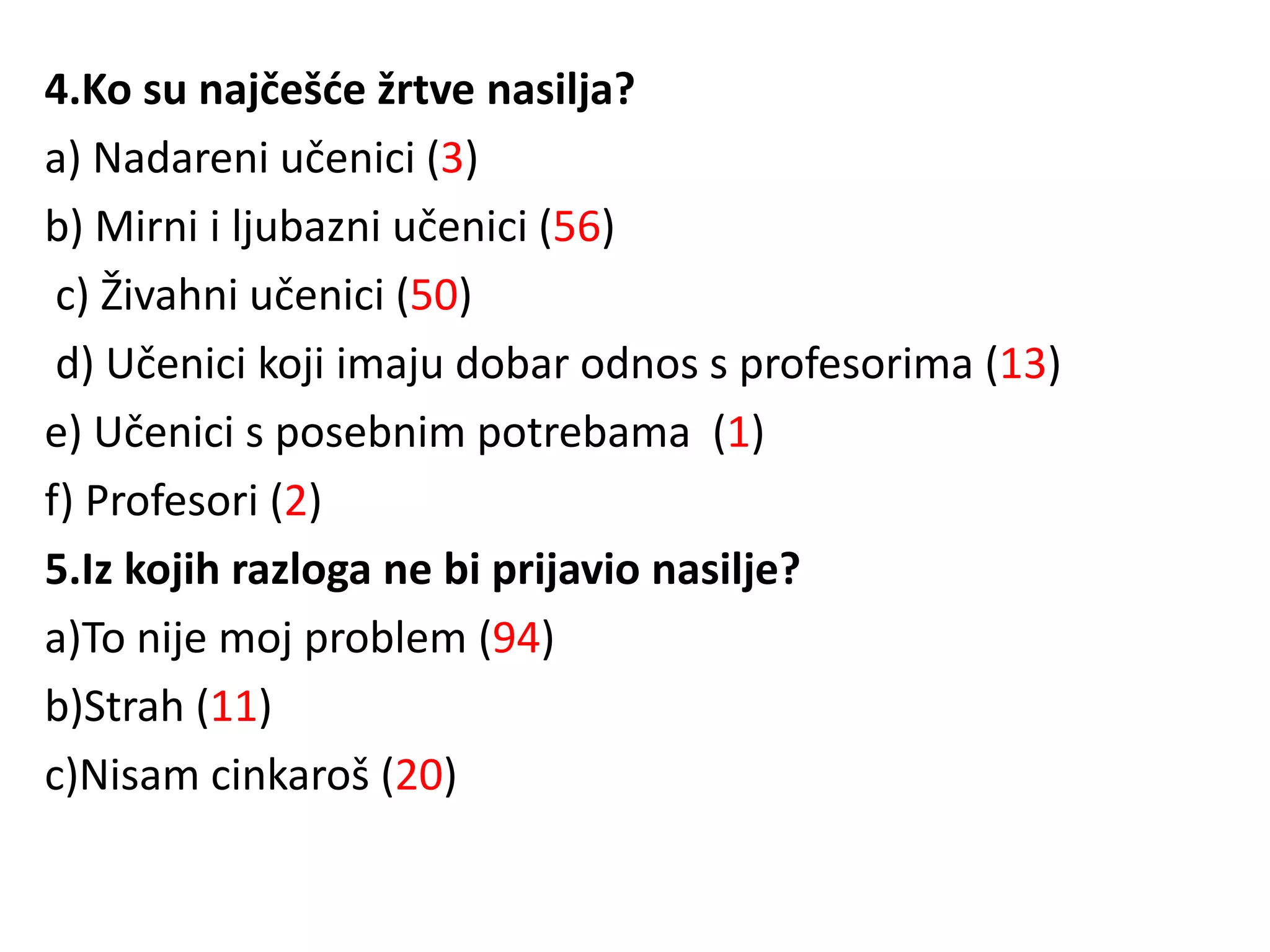 Anketa nasilje u skoli | PPTX
