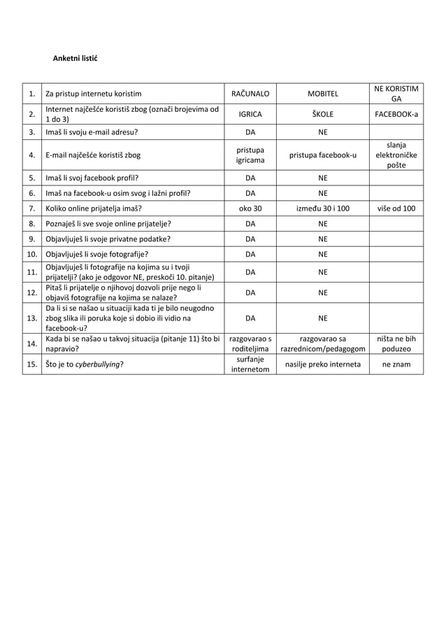 Anketni listić | PDF