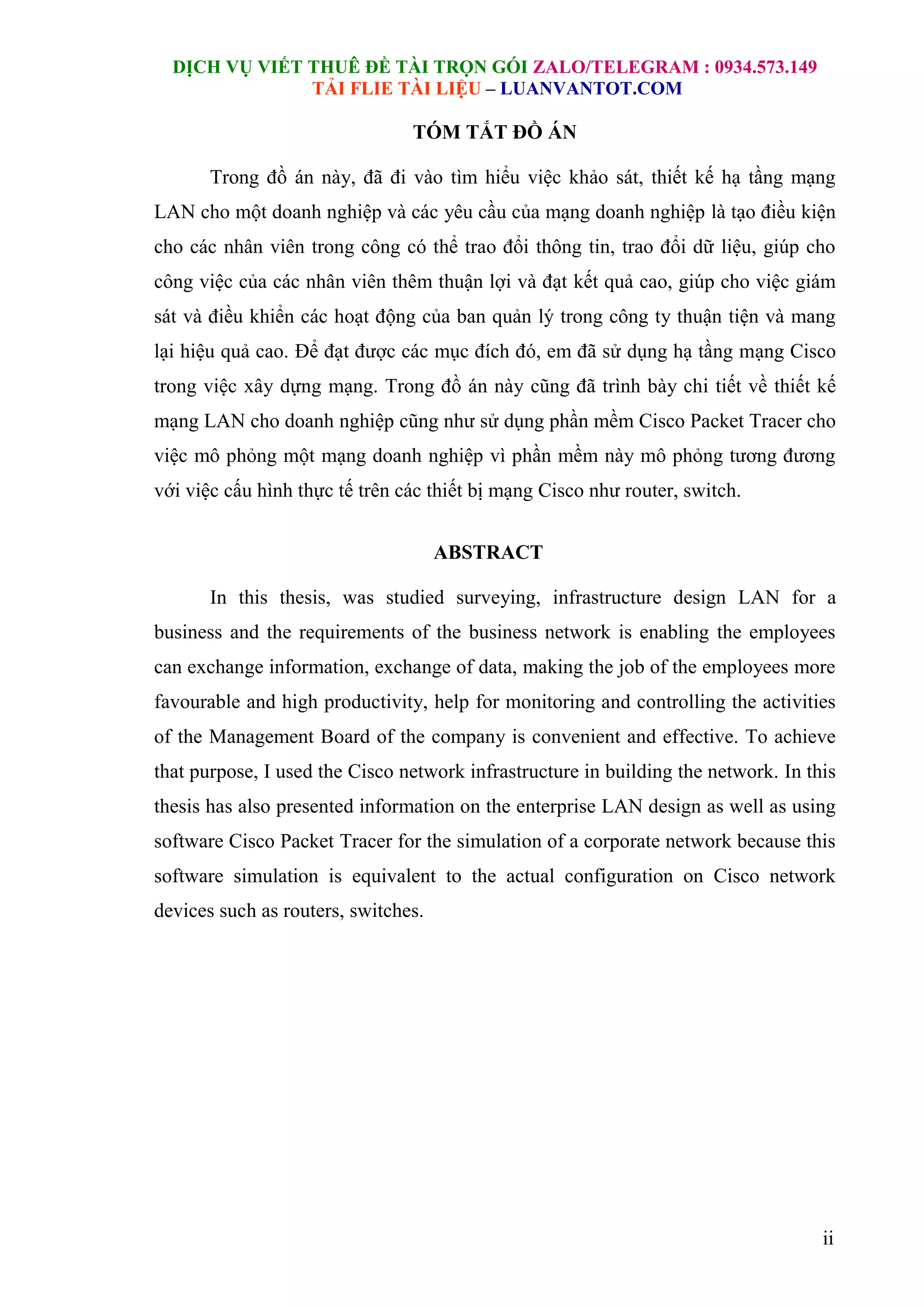 Đồ Án Khảo Sát Và Thiết Kế Hạ Tầng Mạng Doanh Nghiệp.doc