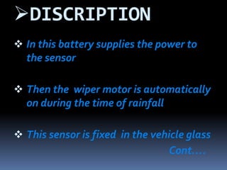 automatic Rain sensing windshield wiper ppt | PPTX