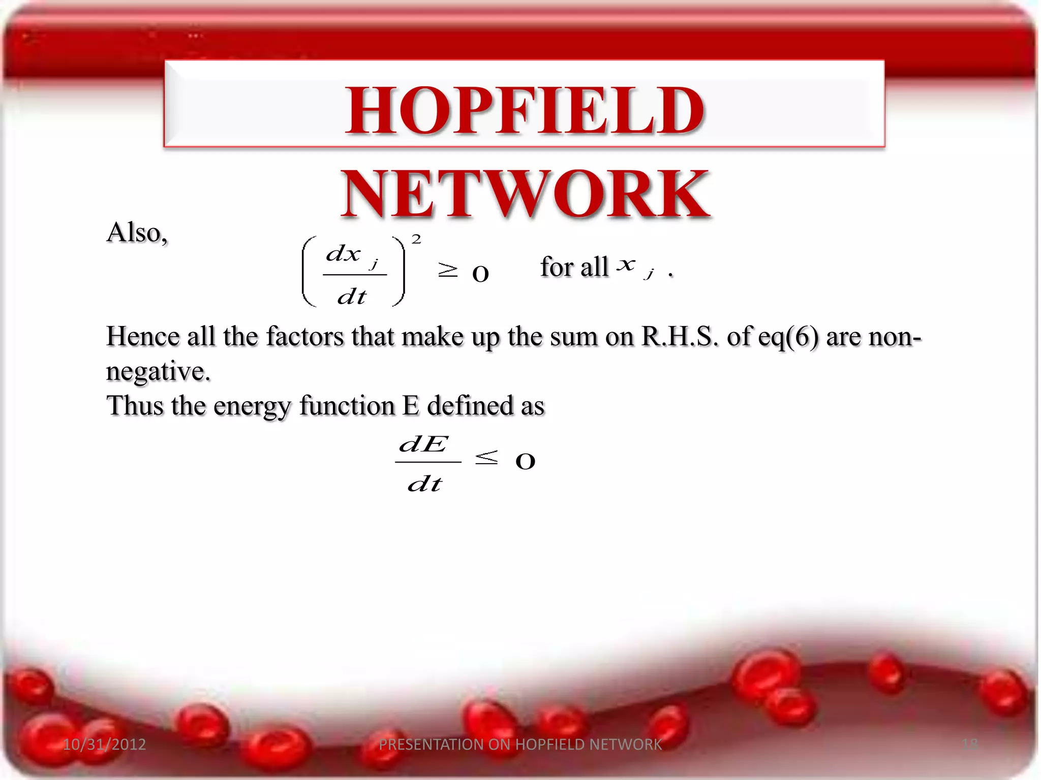 HOPFIELD NETWORK | PPTX