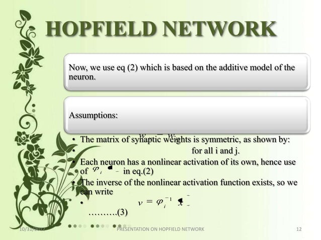 HOPFIELD NETWORK | PPTX | Computer Networking | Computing