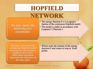 HOPFIELD NETWORK | PPTX