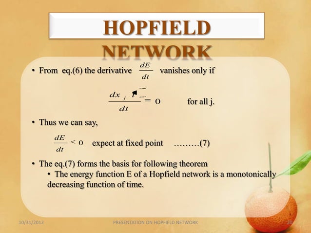 HOPFIELD NETWORK | PPTX | Computer Networking | Computing