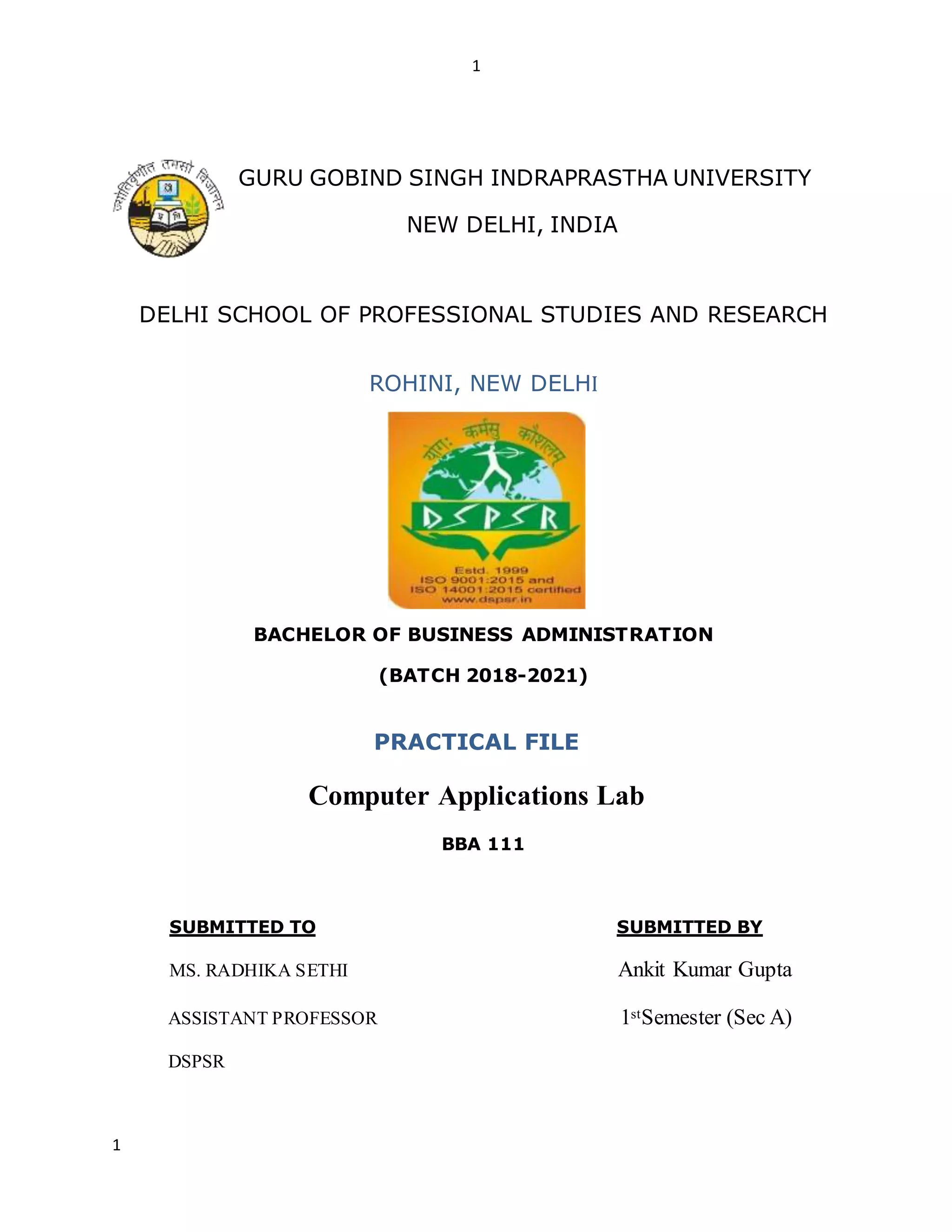 Basic Computer Works for BBA students | DOCX