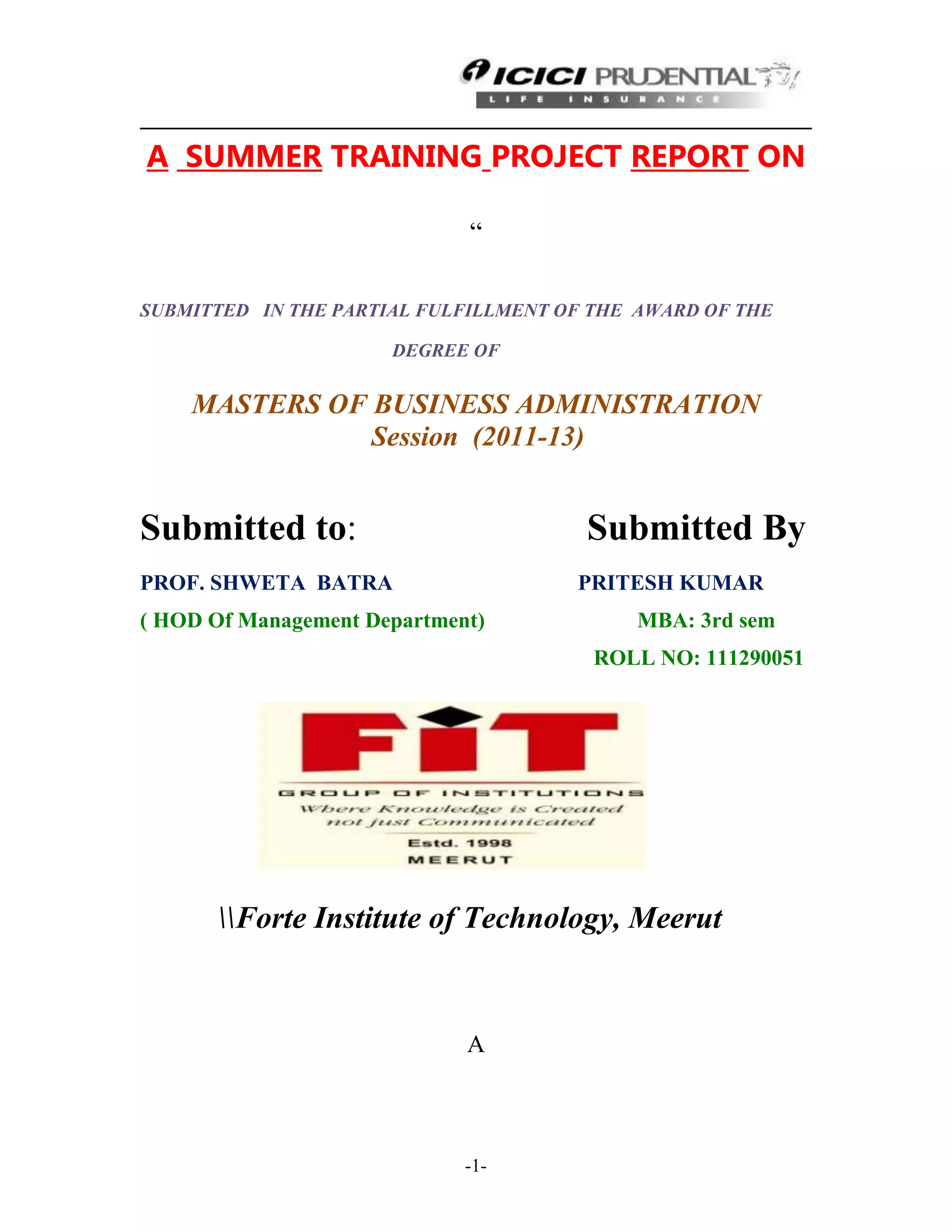 project report on icici | DOCX