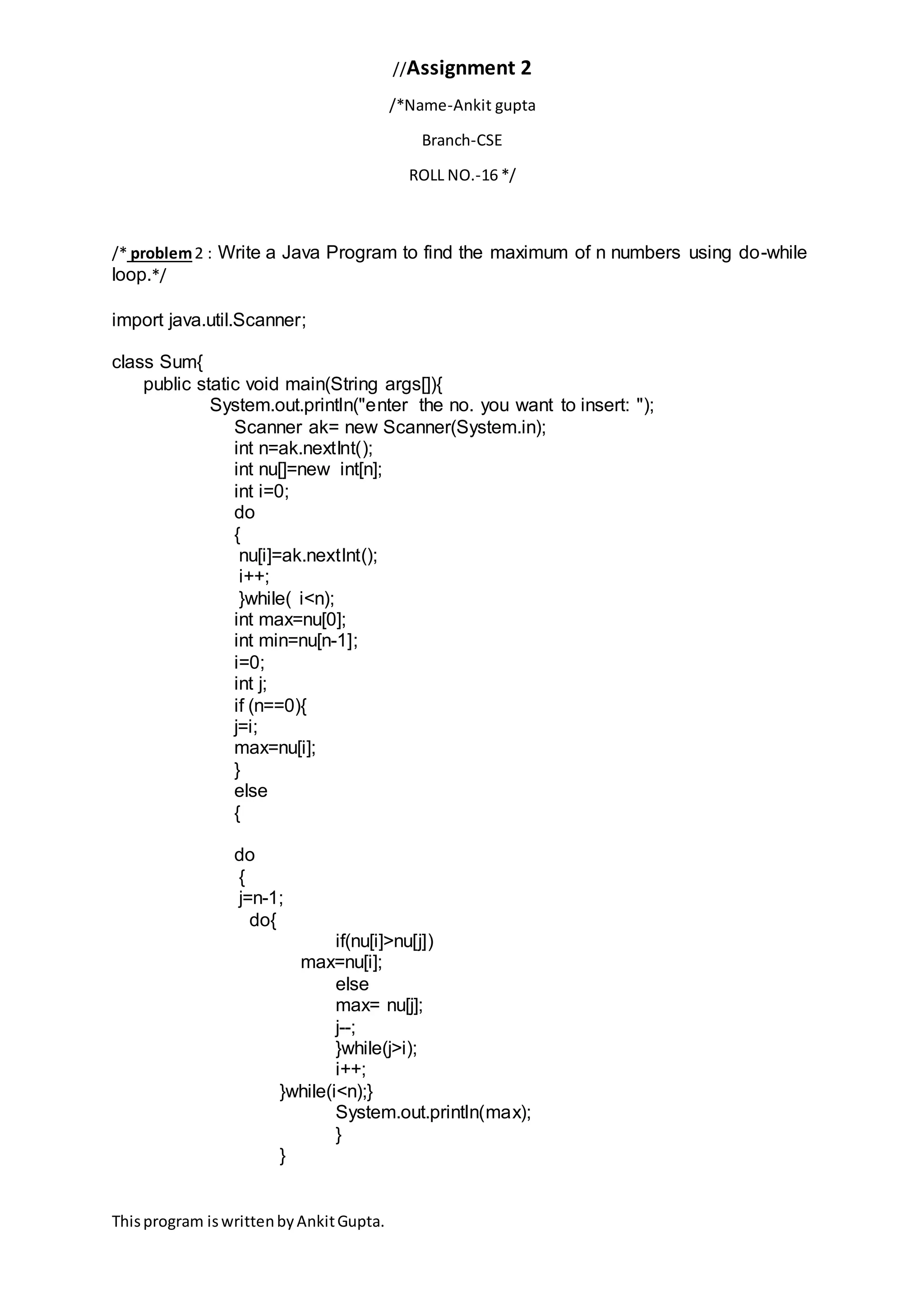 java program assigment -2 | PDF