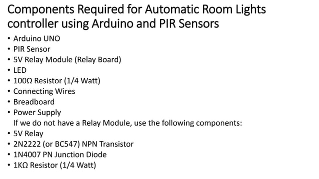 Automatic Room Light Controller Using Arduinom And Pir Sensor Ppt