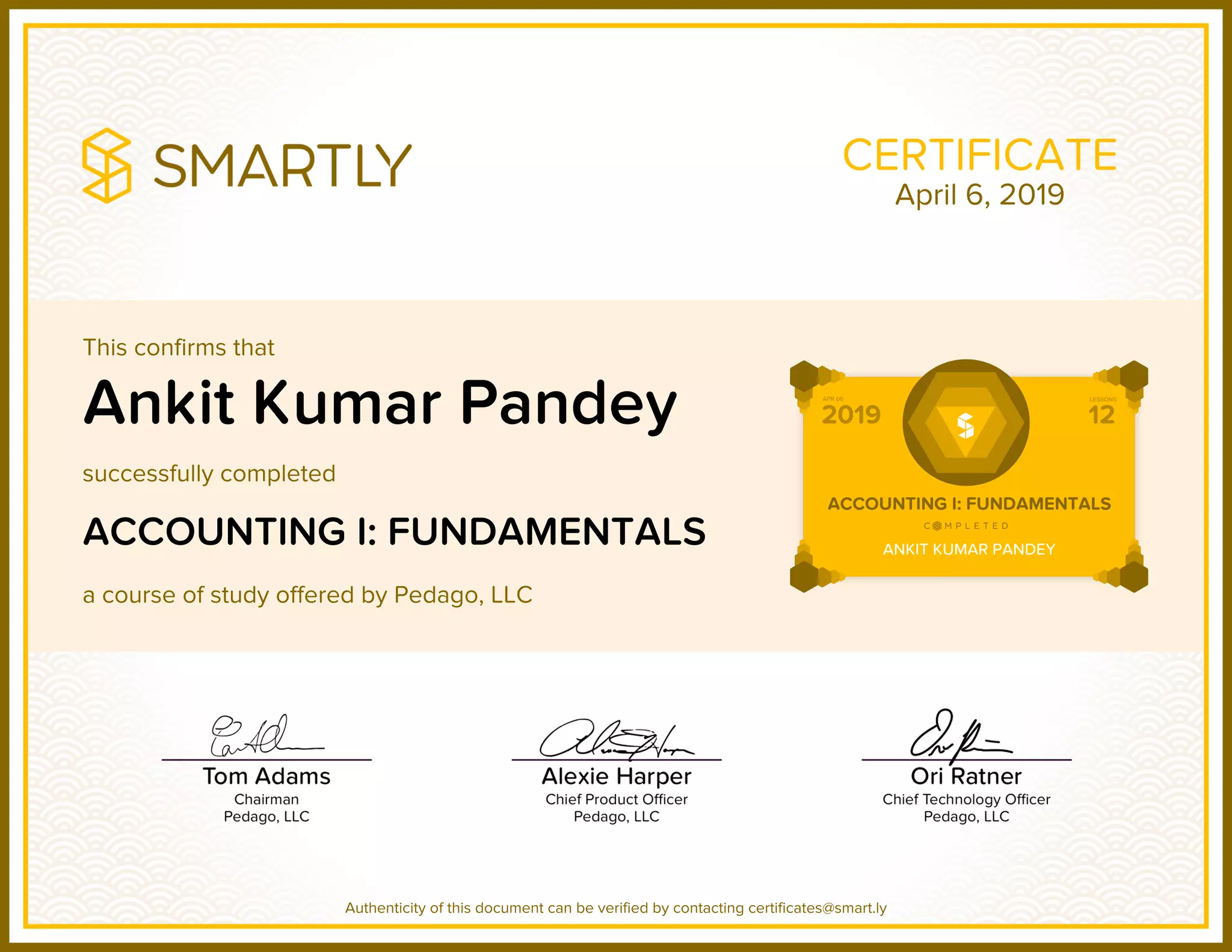 Ankit kumar pandey accounting i fundamentals-certificate | PPT