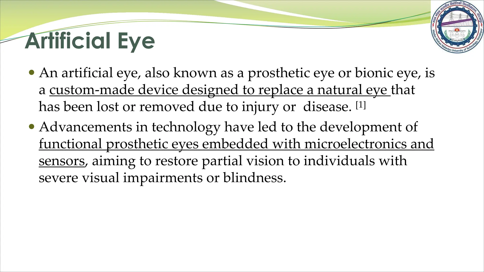 Artificial eye and its applications in daily life | PDF