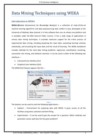 Data Mining Techniques using WEKA (Ankit Pandey-10BM60012) | PDF