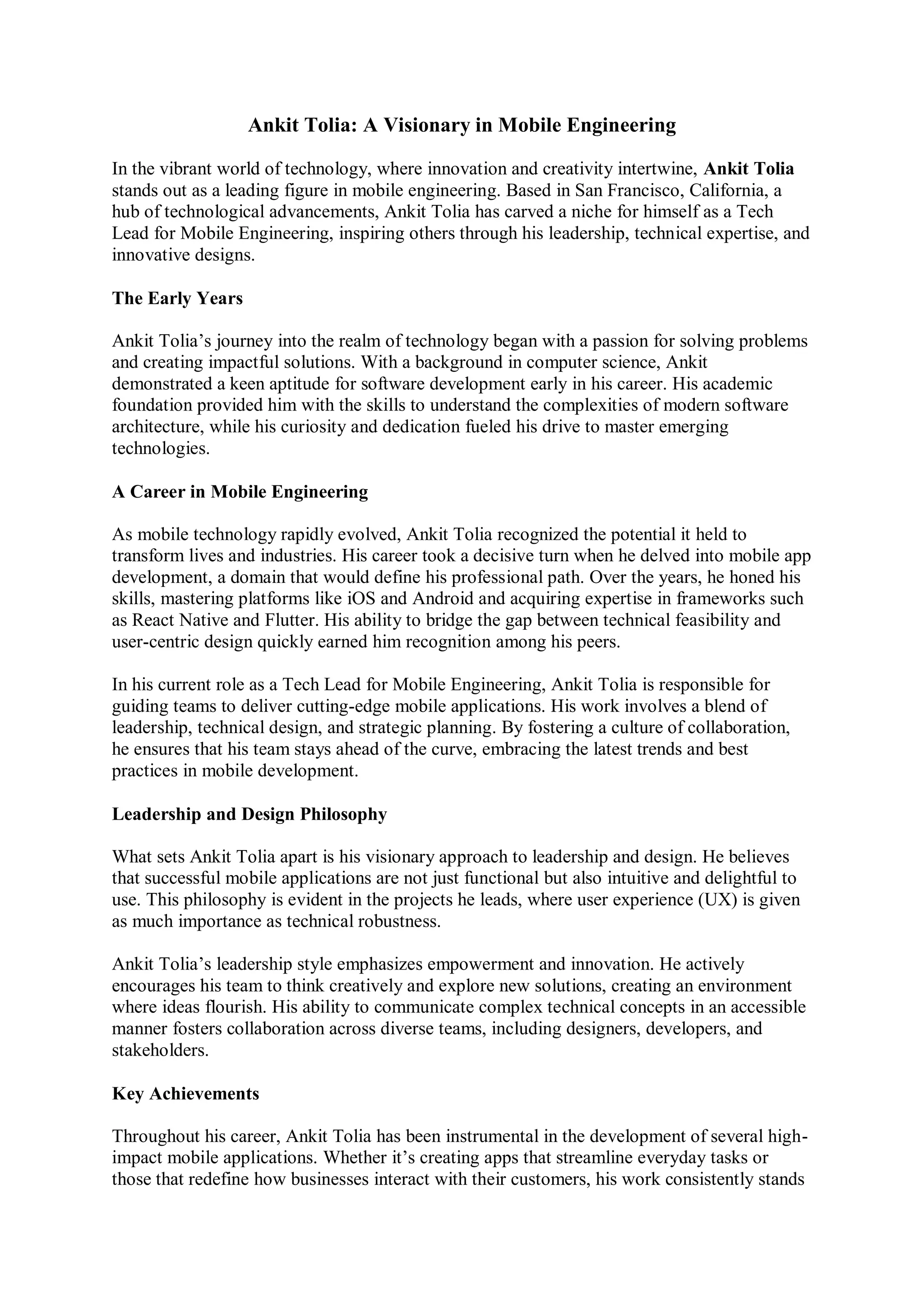 Ankit Tolia | Mobile Engineering | PDF