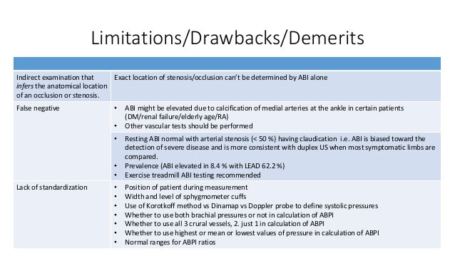 Ankle brachial pressure index (ABPI)