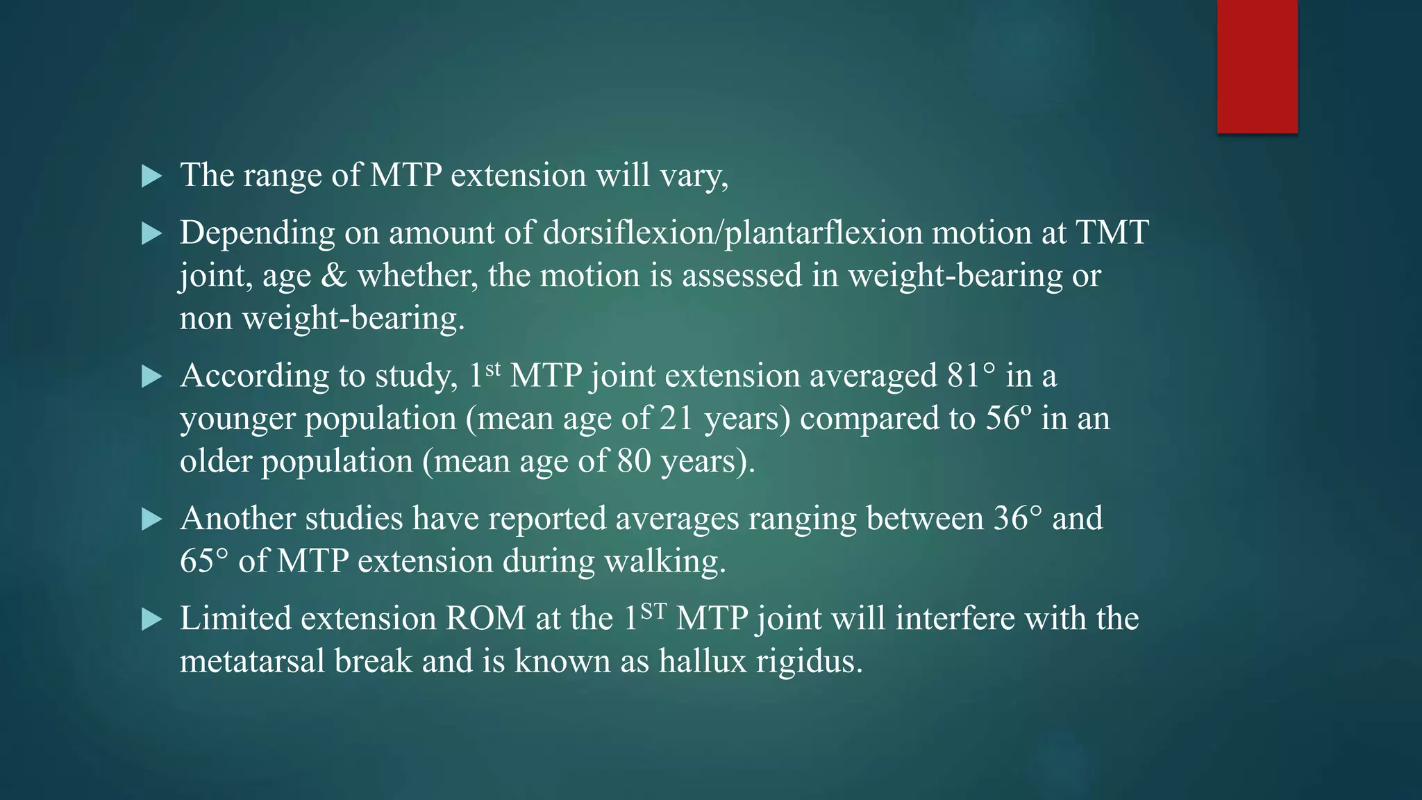 biomechanics of tarsometatarsal joint, metatarsophalangeal joint, interphalangeal joint | PPTX