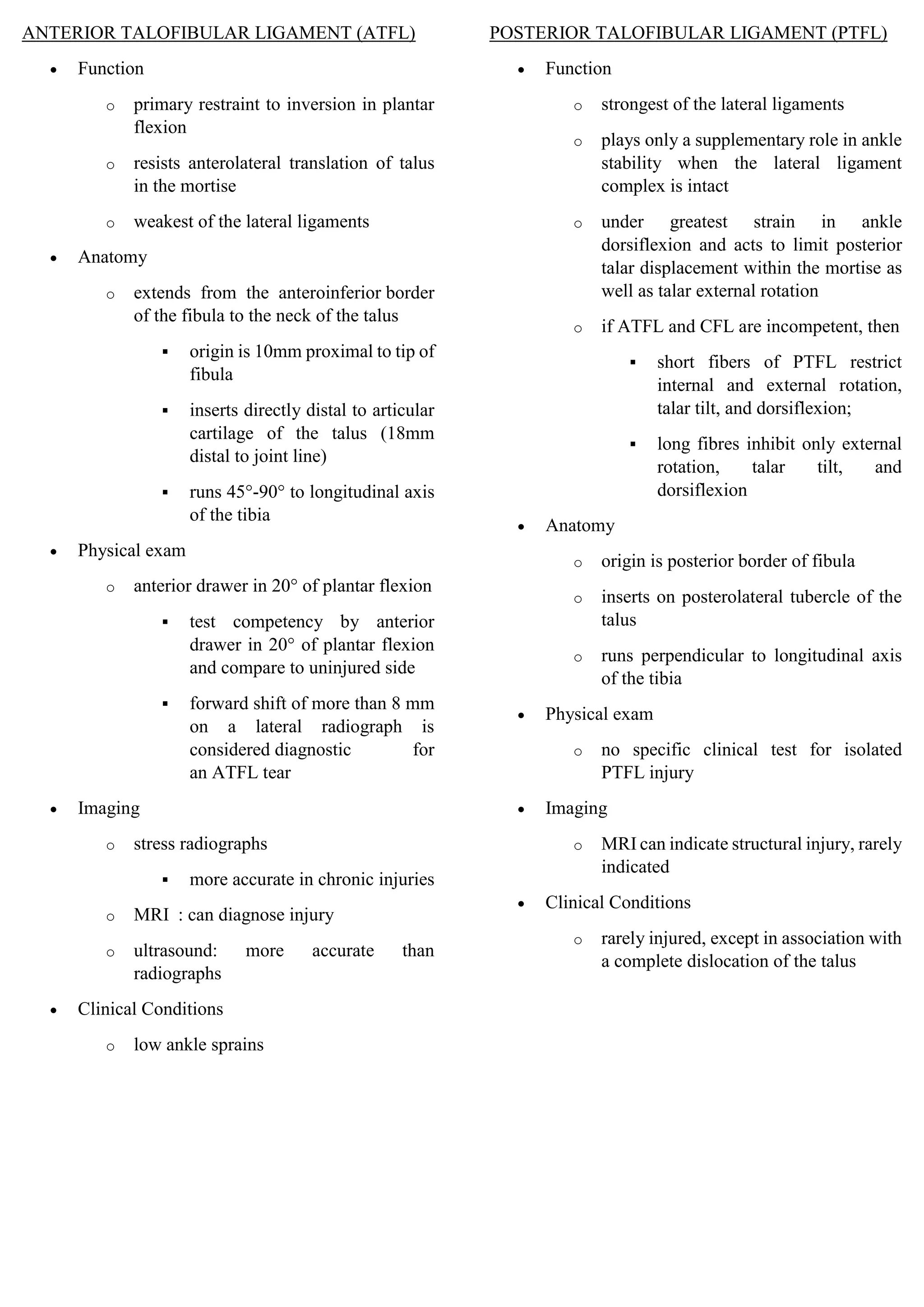Ankle joint and ligament anatomy | PDF | Death, Injury, or Military ...