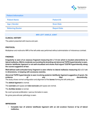 MRI Ankle | PDF