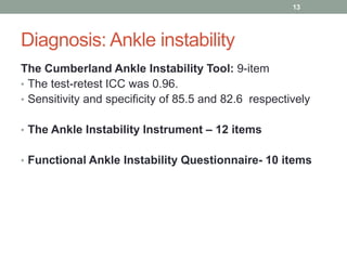 Ankle instability, ankle sprain | PPTX