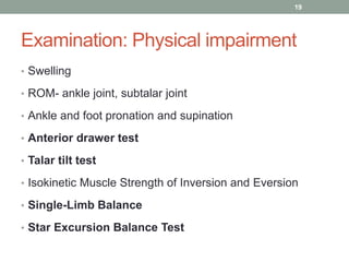 Ankle instability, ankle sprain | PPTX