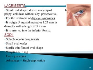ocular drug delivery system | PPTX