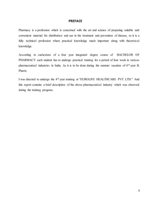 Industrial training report pharmaceutical companies | DOCX