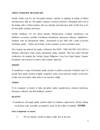 Industrial training report pharmaceutical companies | DOCX