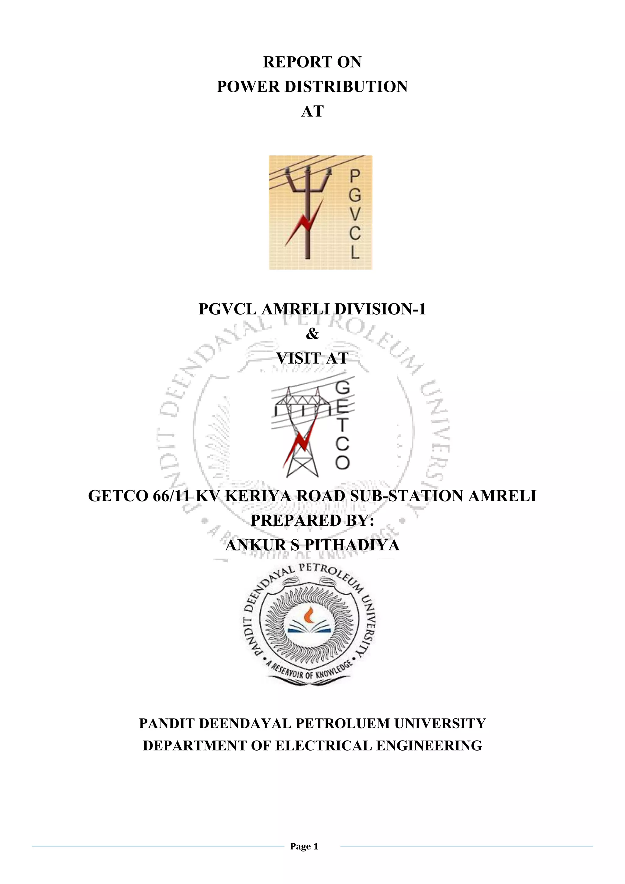 PGVCL TRAINING REPORT | PDF