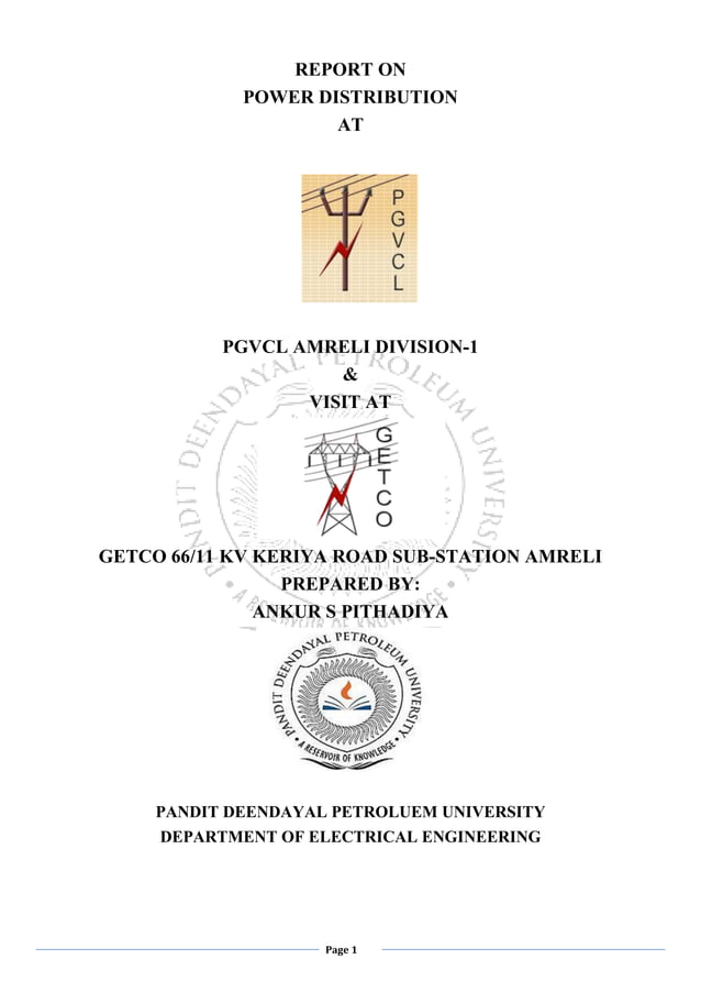 PGVCL TRAINING REPORT | PDF | Business Utilities | Business