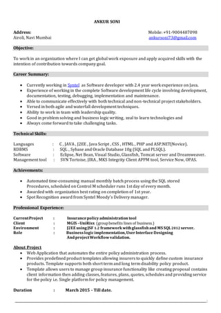 Ankur b.tech it_2+year_java_exp_in_syntel ltd | DOCX | Web Development | Internet