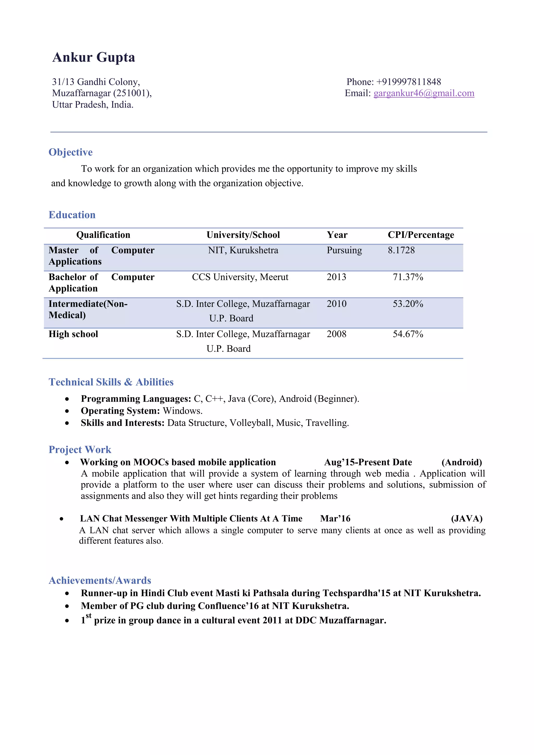 Ankur Gupta Resume | PDF