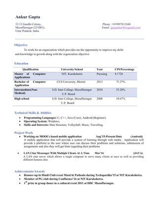 Ankur Gupta Resume | PDF
