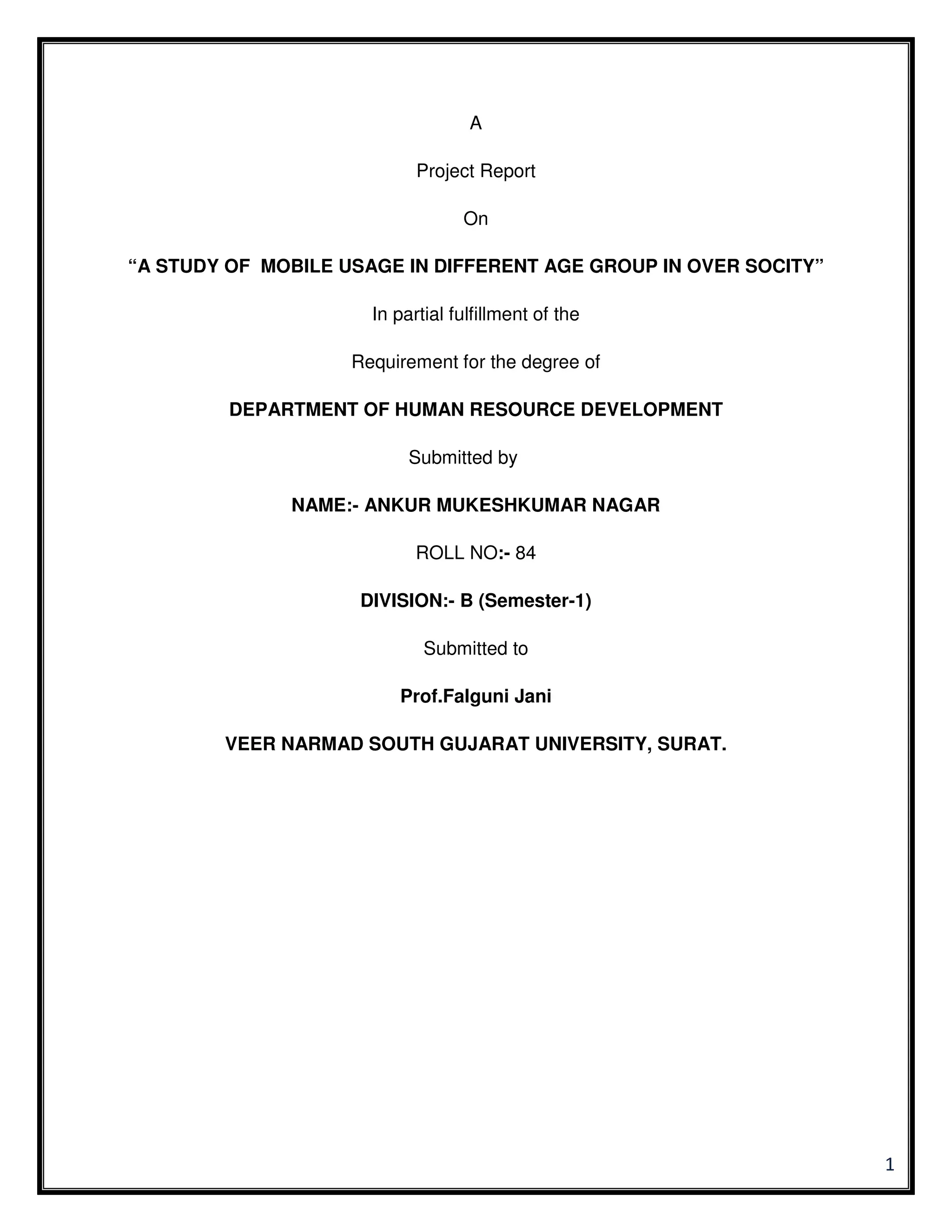Survey Report on Mobile usage among different age group | PDF