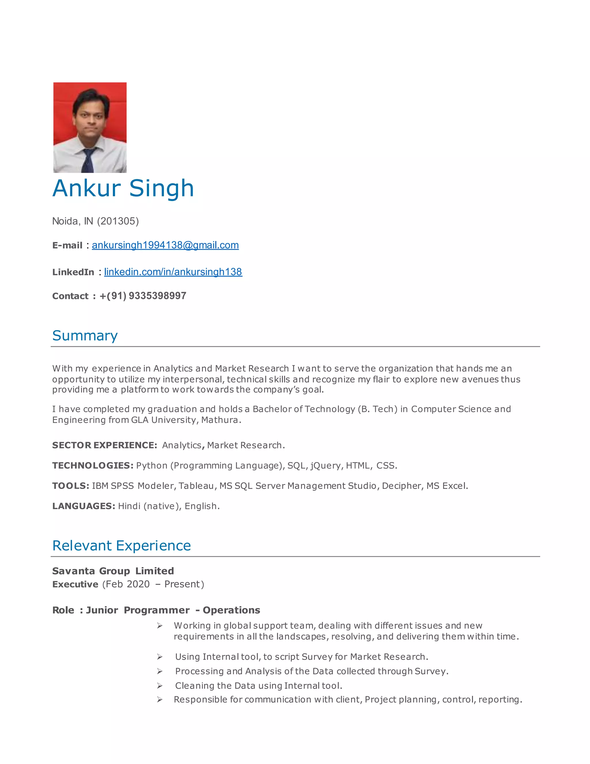 Ankur's Resume | PDF
