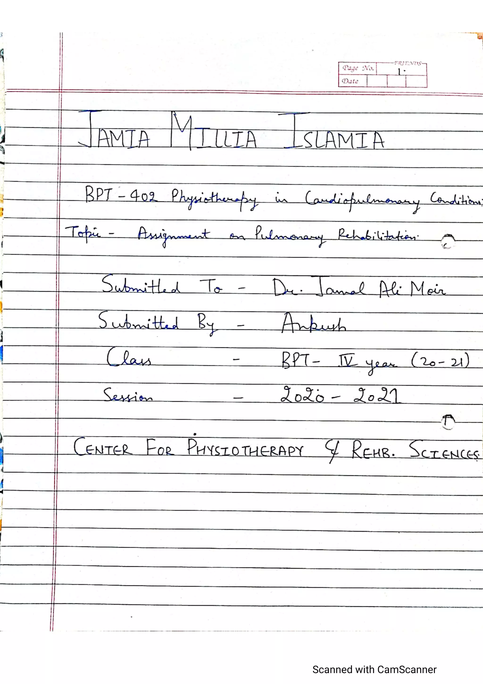 Ankush, pulmonary rehab. assignment. | PDF