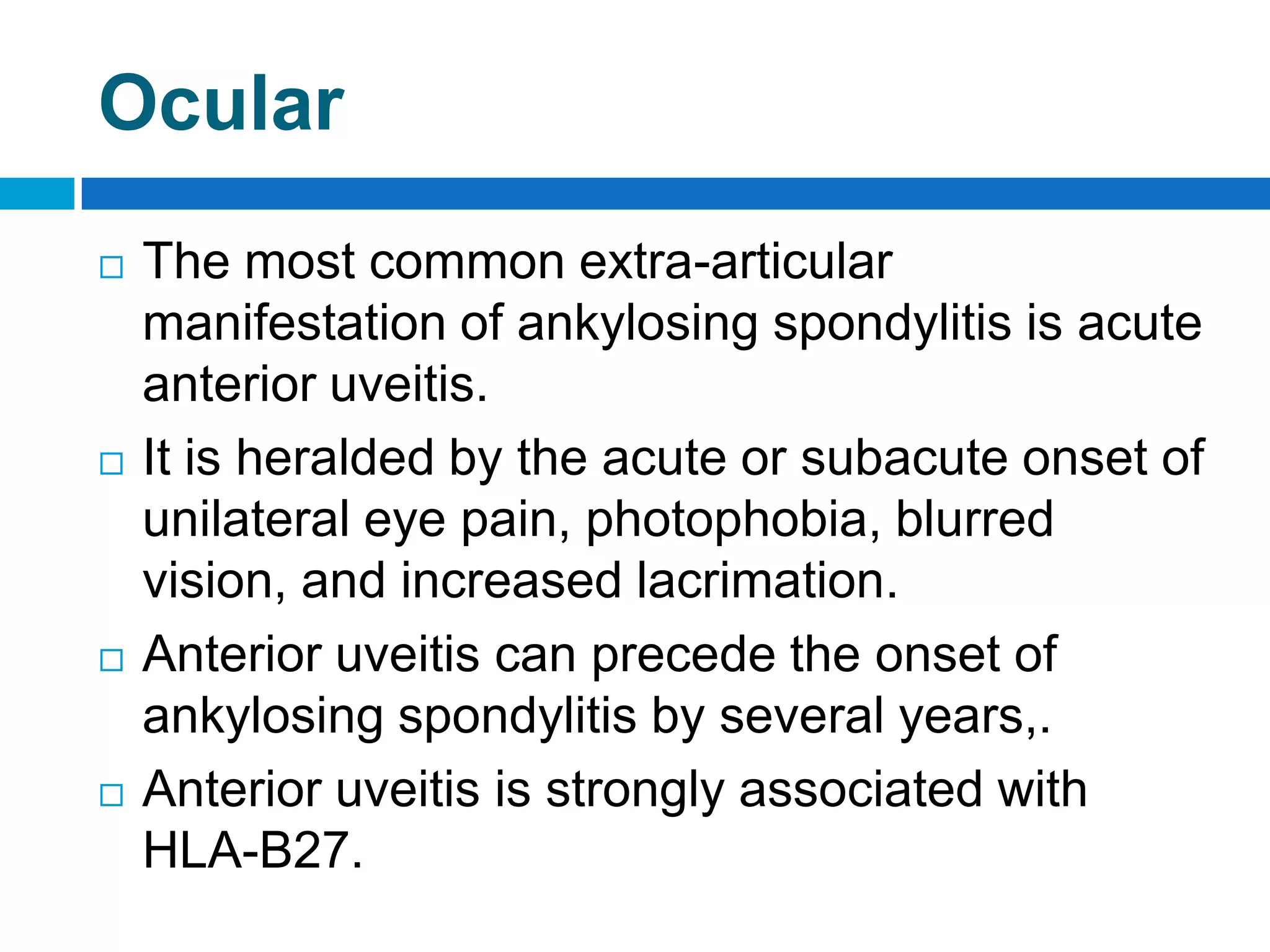 Ankylosing spondylitis clinical feature and diagnosis | PPTX