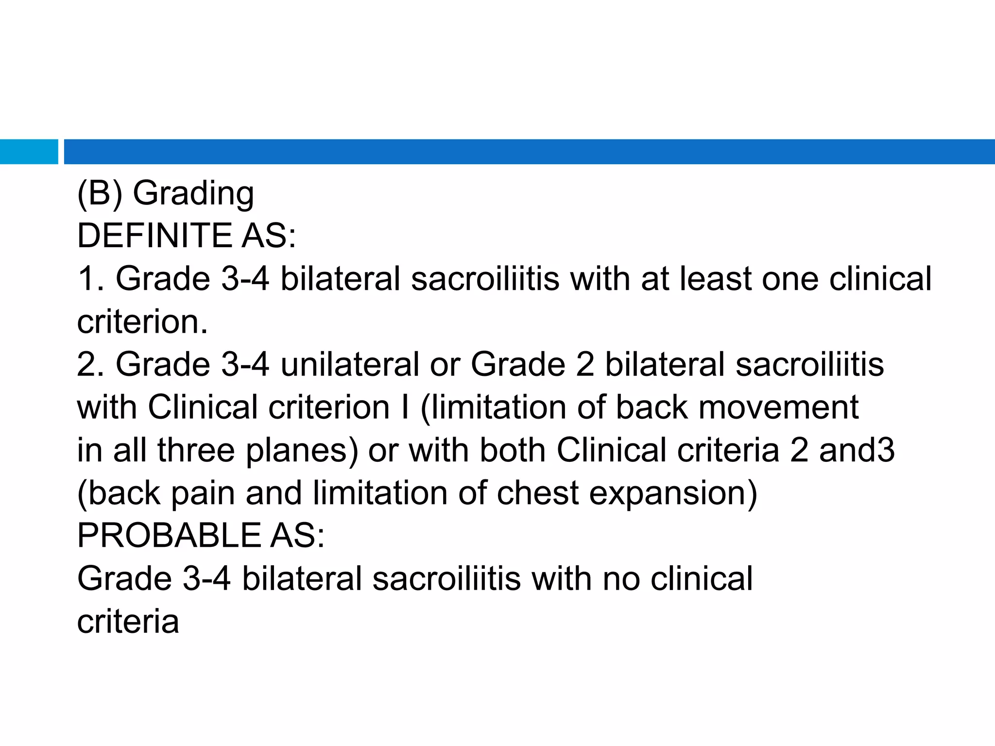 Ankylosing spondylitis clinical feature and diagnosis | PPTX