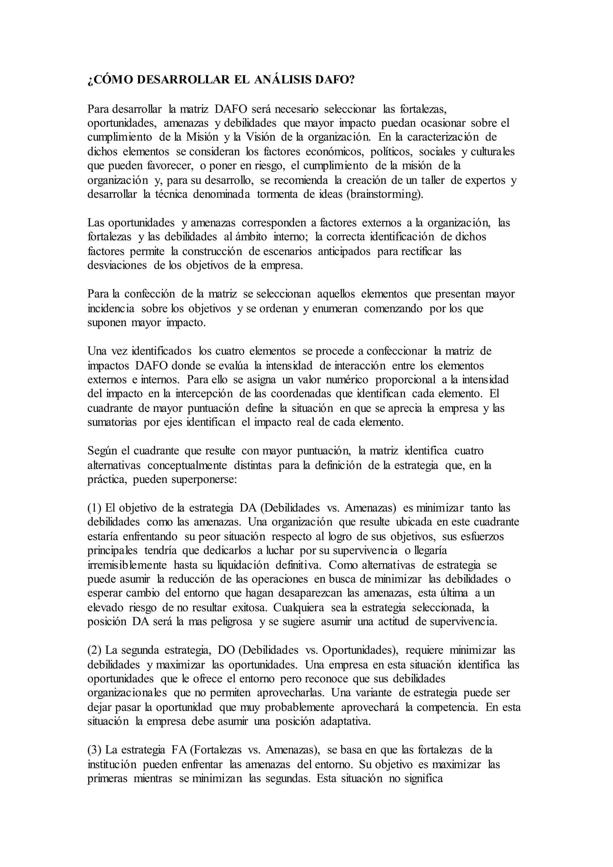 Análisis dafo | DOCX