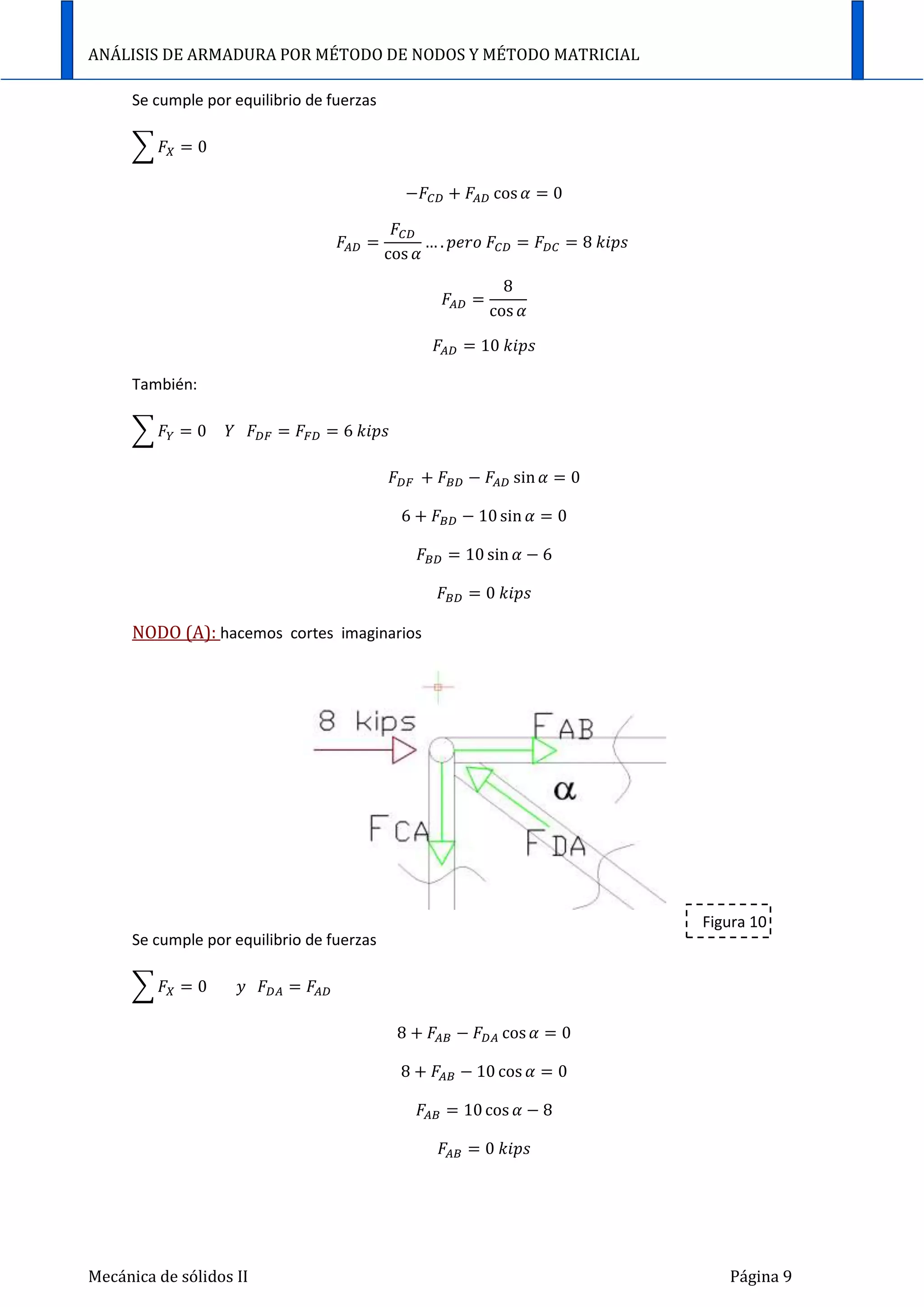 Análisis de armadura por método de nodos y método matricial | PDF