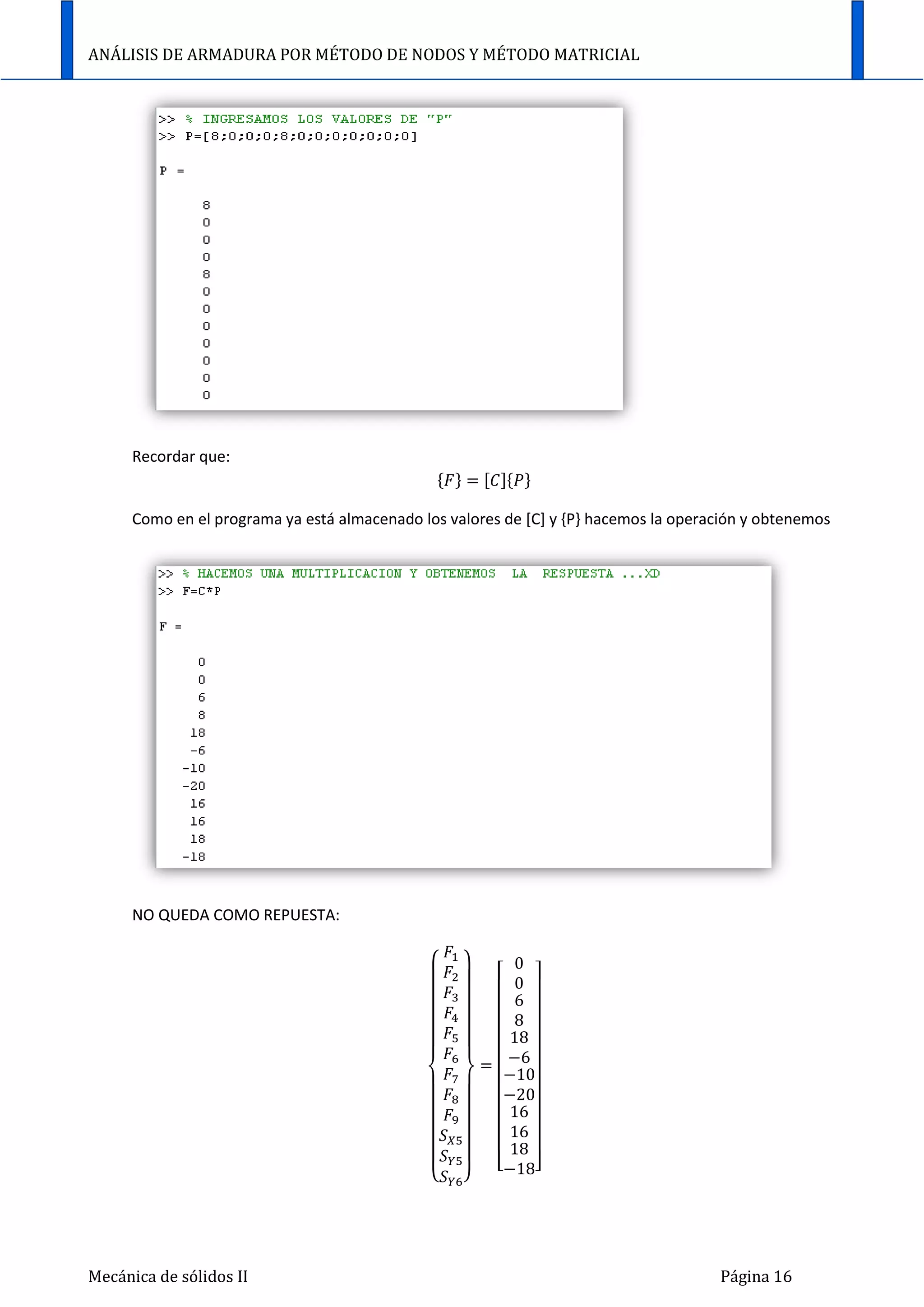 Análisis de armadura por método de nodos y método matricial | PDF