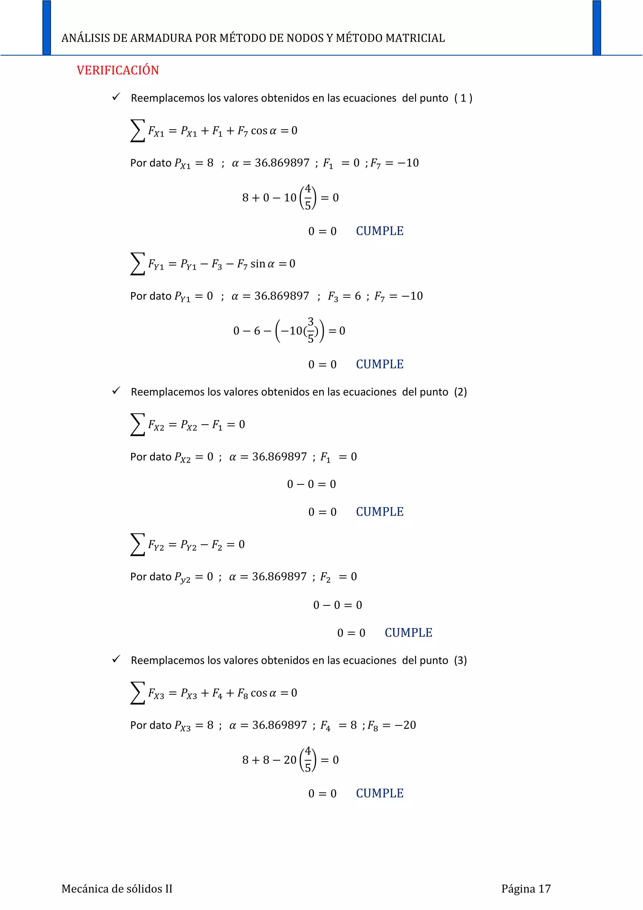Análisis de armadura por método de nodos y método matricial | PDF