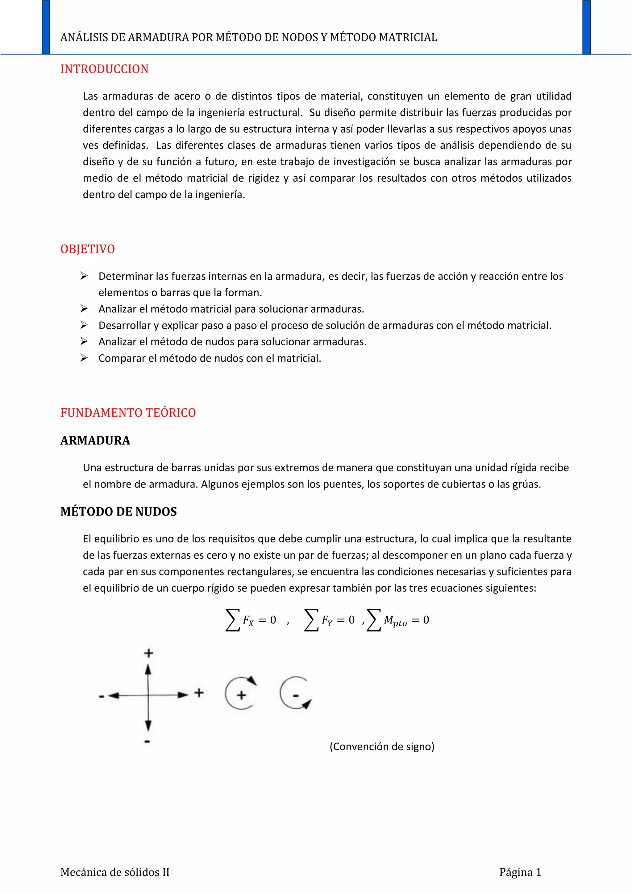 Análisis de armadura por método de nodos y método matricial | PDF
