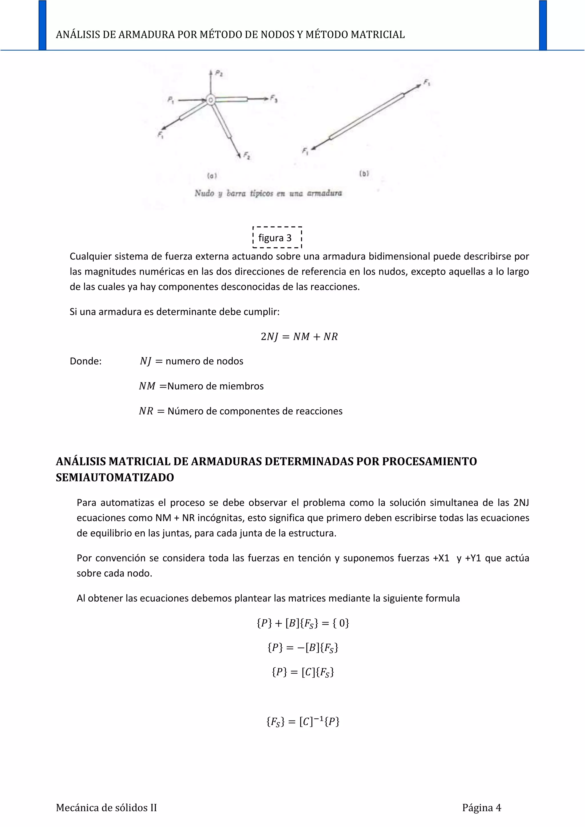 Análisis de armadura por método de nodos y método matricial | PDF