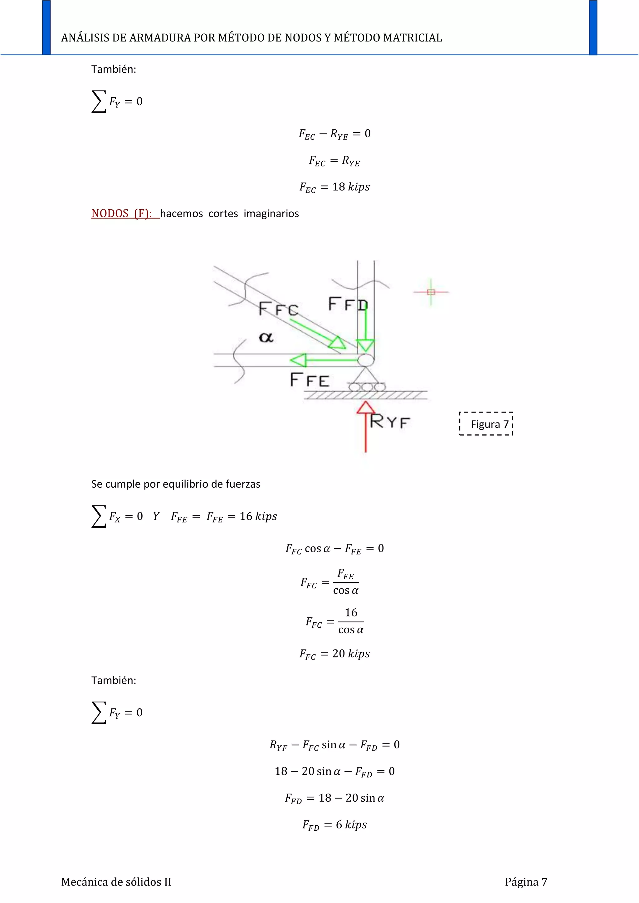 Análisis de armadura por método de nodos y método matricial | PDF
