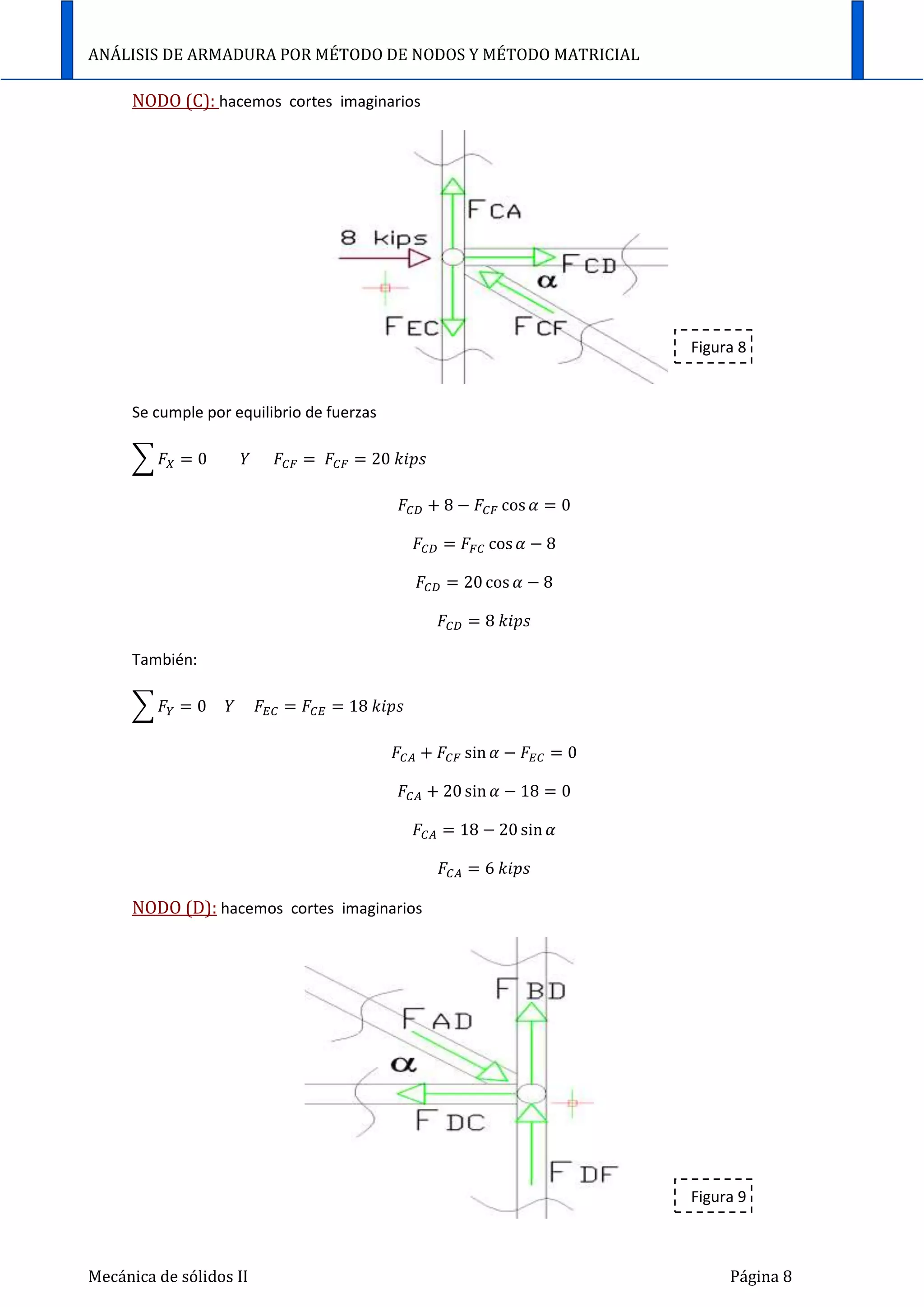 Análisis de armadura por método de nodos y método matricial | PDF
